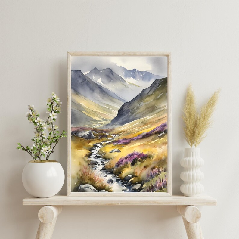 Snowdonia Watercolor Art Print – Wales Landscape Painting, Mount ...