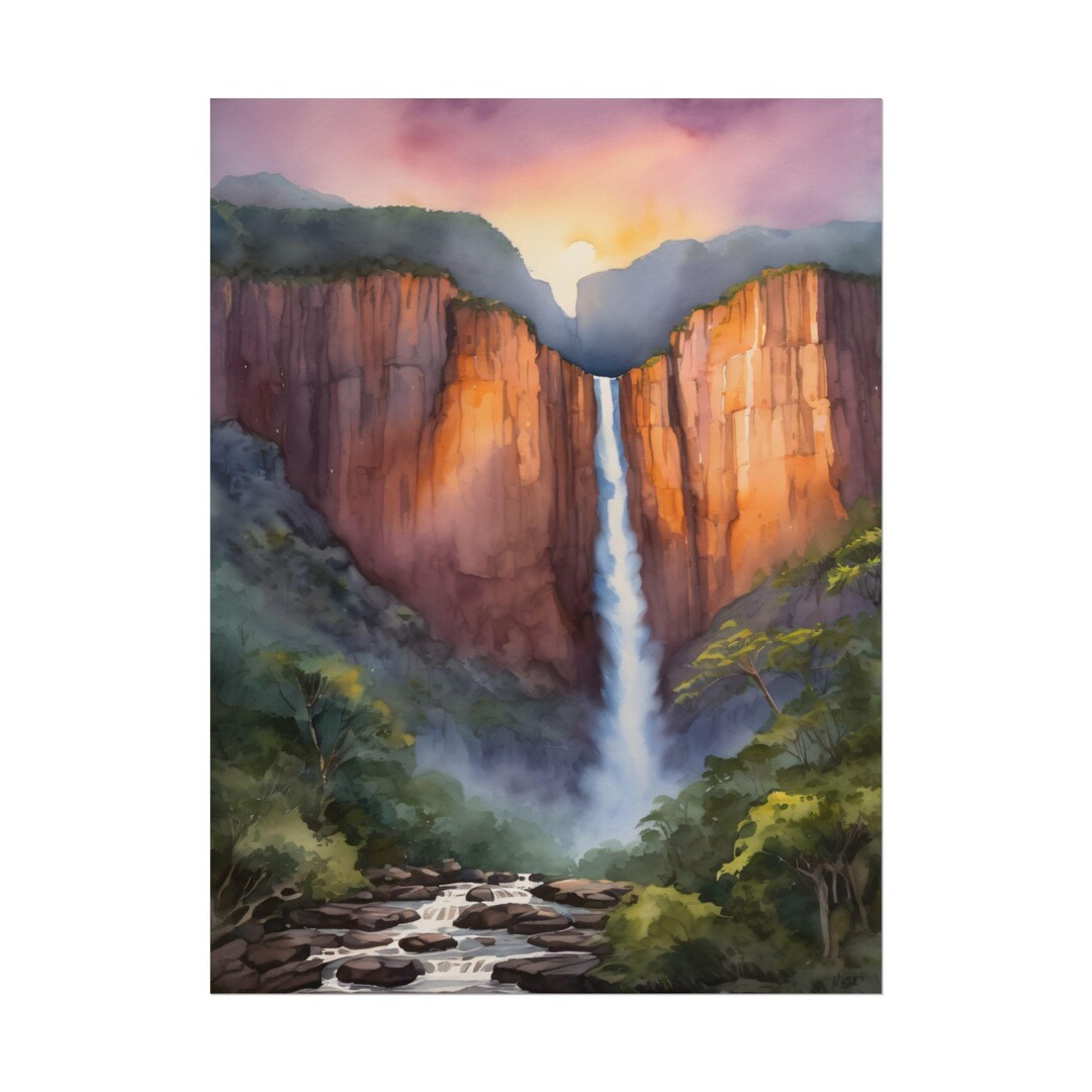 Angel Falls Watercolor Art Print – Venezuela Landscape Painting, Angel ...