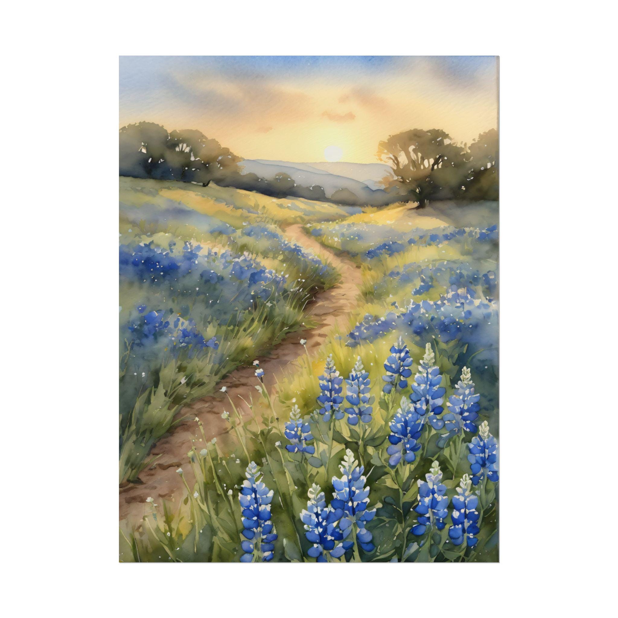Texas Bluebonnet Watercolor Art Print – Hill Country Wildflowers ...
