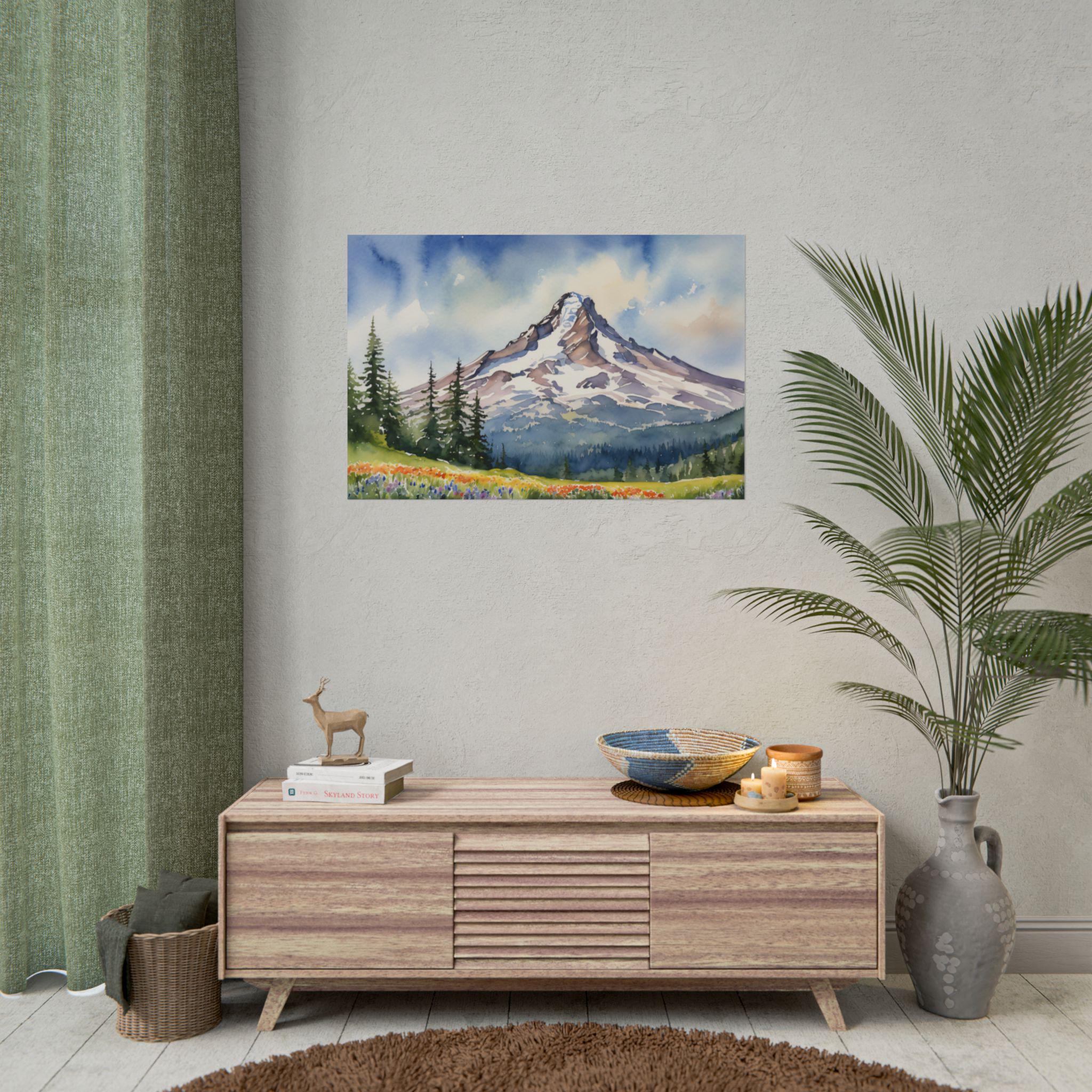 Mount Hood Watercolor Art Print – Oregon Mountain Landscape Painting ...