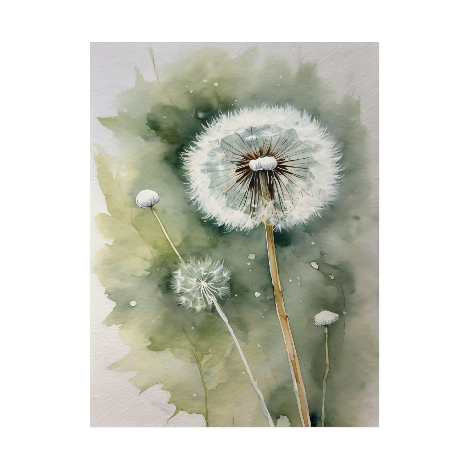 Dandelion Watercolor Painting, Wildflowers Floral Art Print, Botanical ...