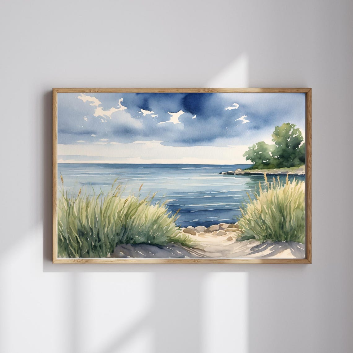 Lake Erie Art Print, Watercolor Lake Painting, Coastal Landscape Poster ...