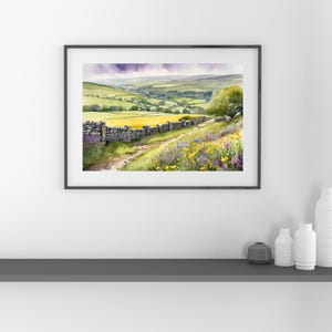 Yorkshire Dales Watercolor Art Print – English Countryside Landscape ...