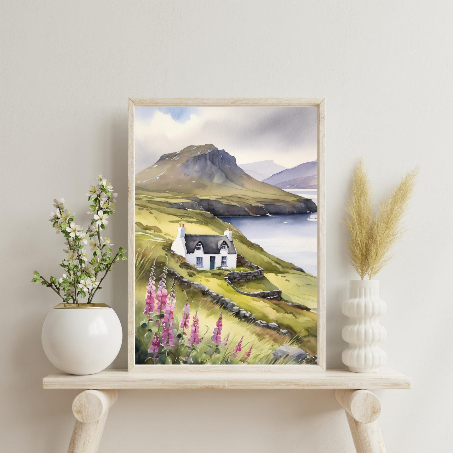 Scottish Cottage Painting, Scotland Landscape Art Print, Highlands ...