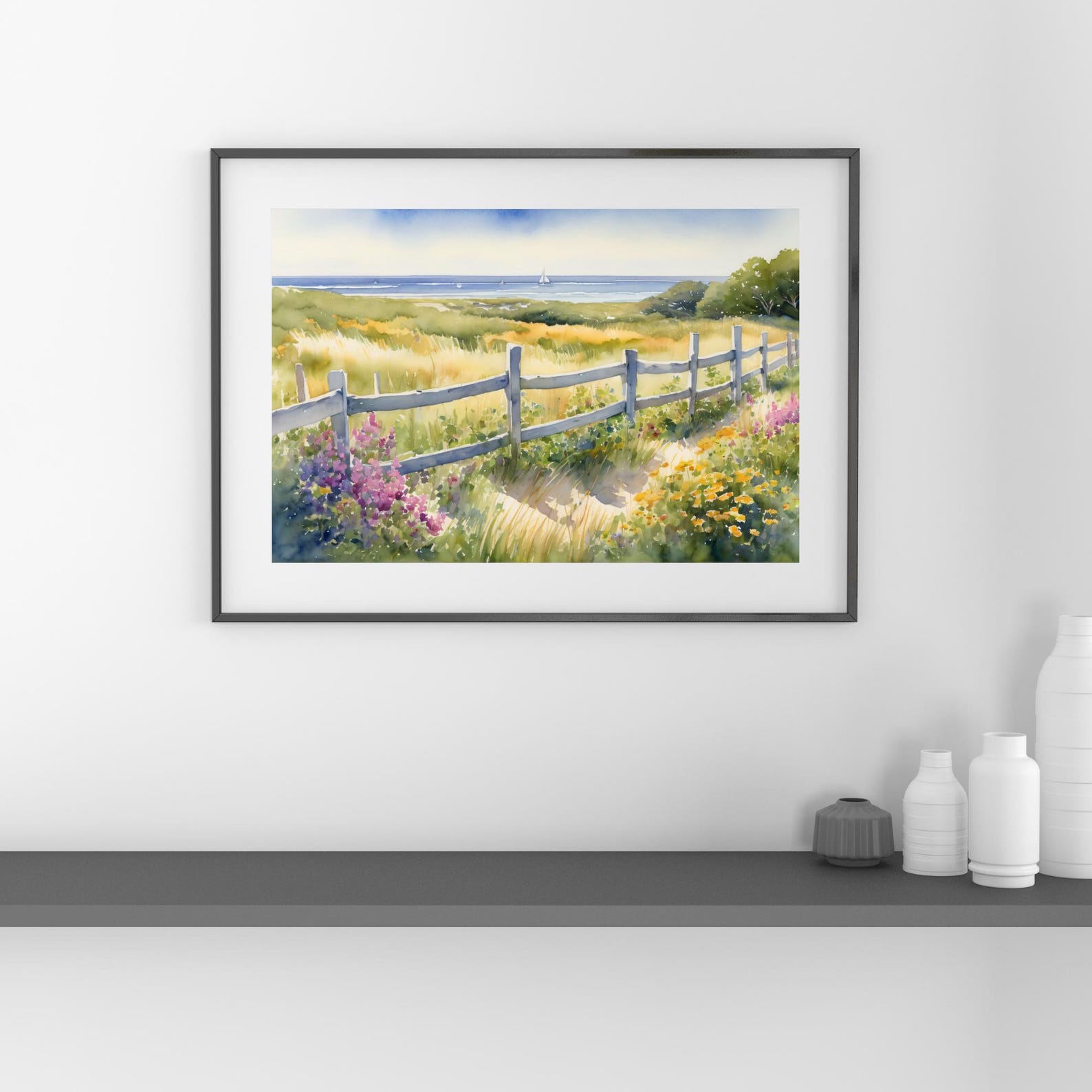 Cape Cod Watercolor Painting – Beach Scene Art Print, Coastal Seaside ...