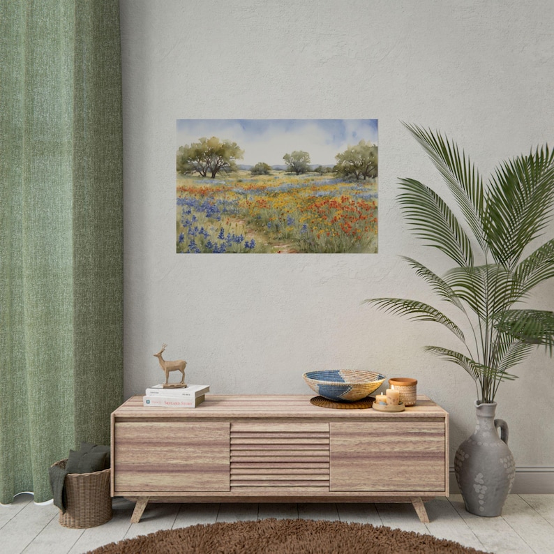 Texas Wildflower Watercolor Art Print – Hill Country Floral Painting ...