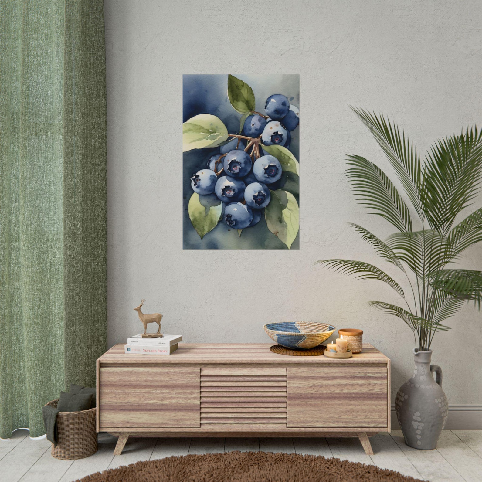 Blueberry Painting, Watercolor Berry Art Print, Kitchen Wall Art ...
