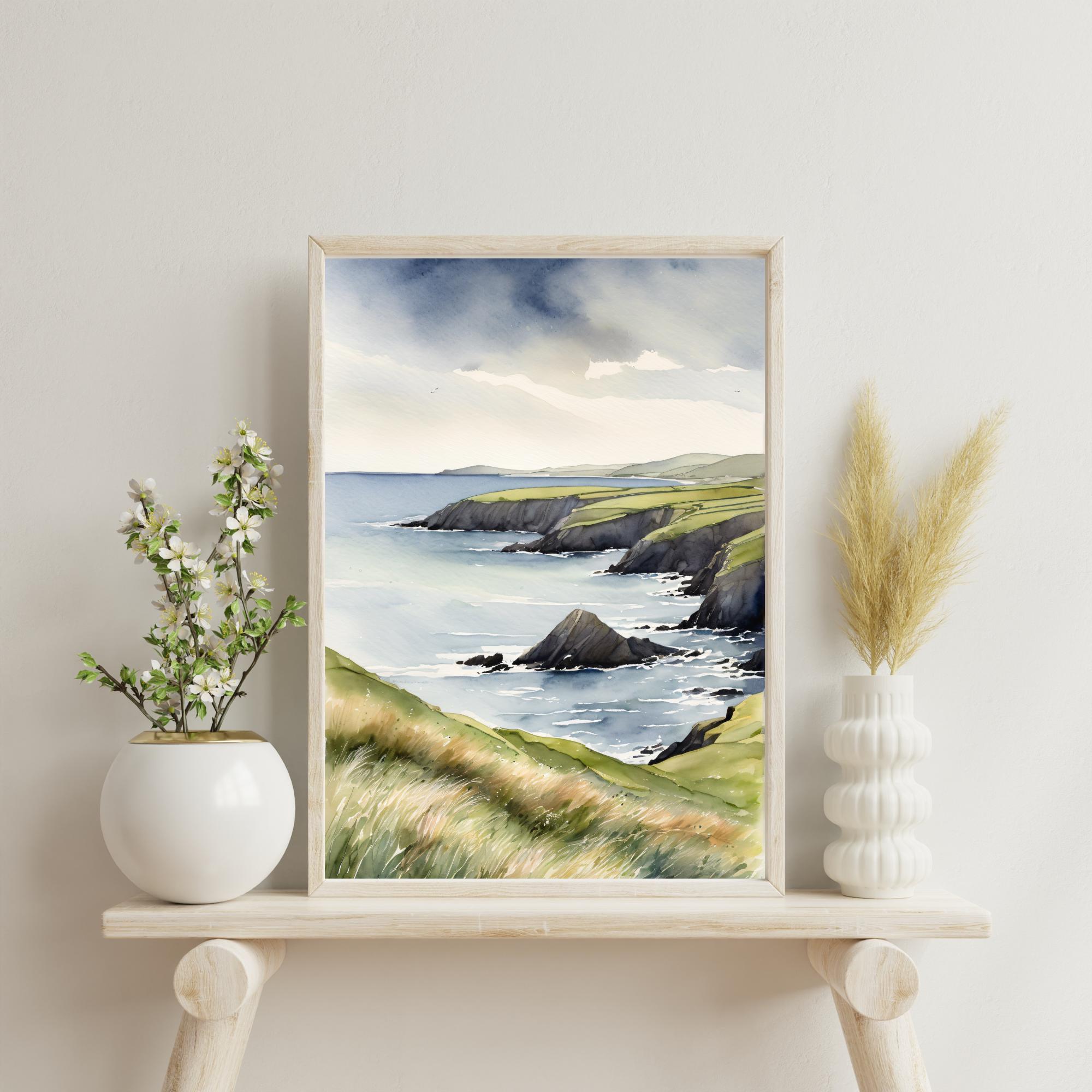 Dingle Peninsula Watercolor Painting, Ireland Landscape Print, Irish ...