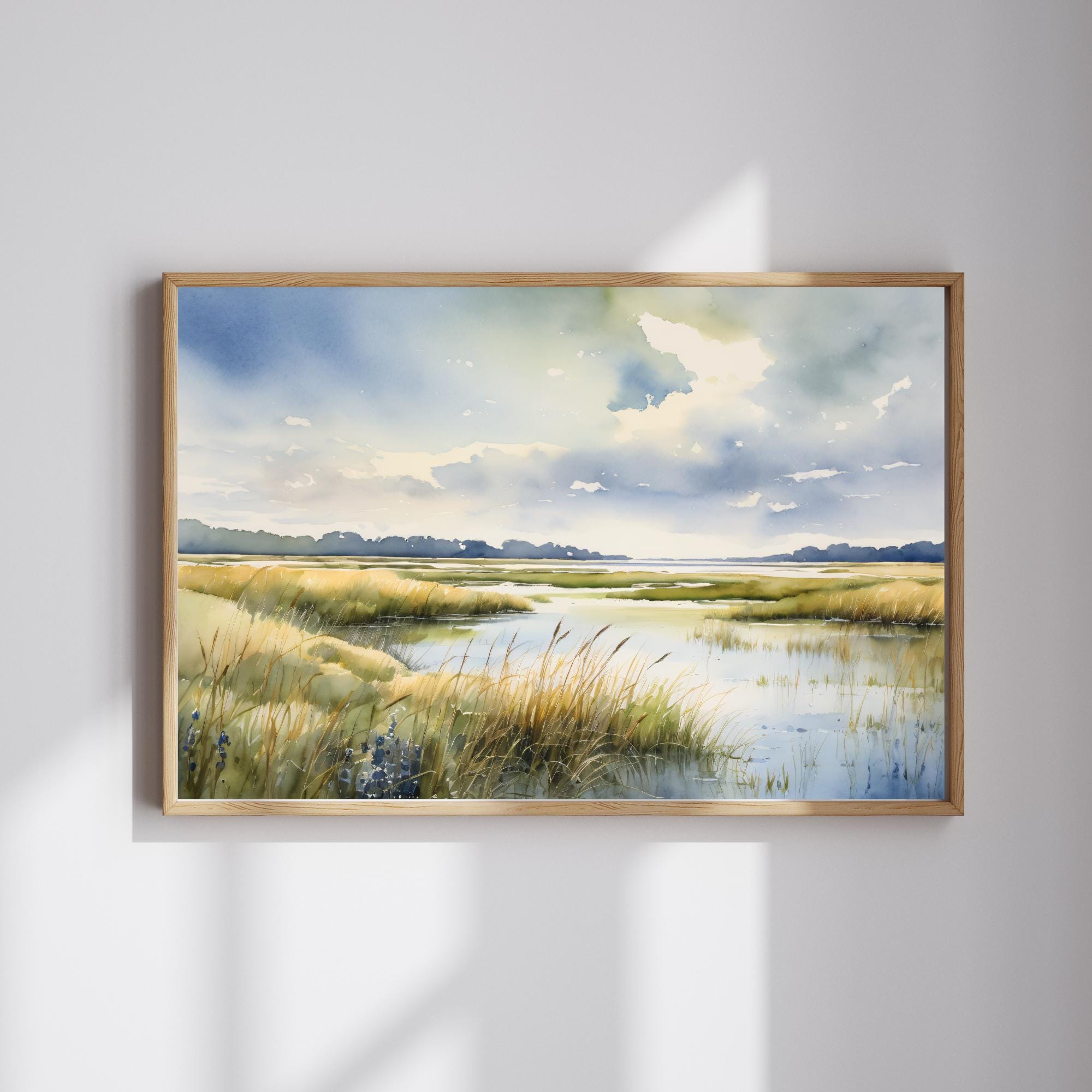 Marsh Watercolor Painting, Lowcountry Landscape Art Print, Salt Marsh ...