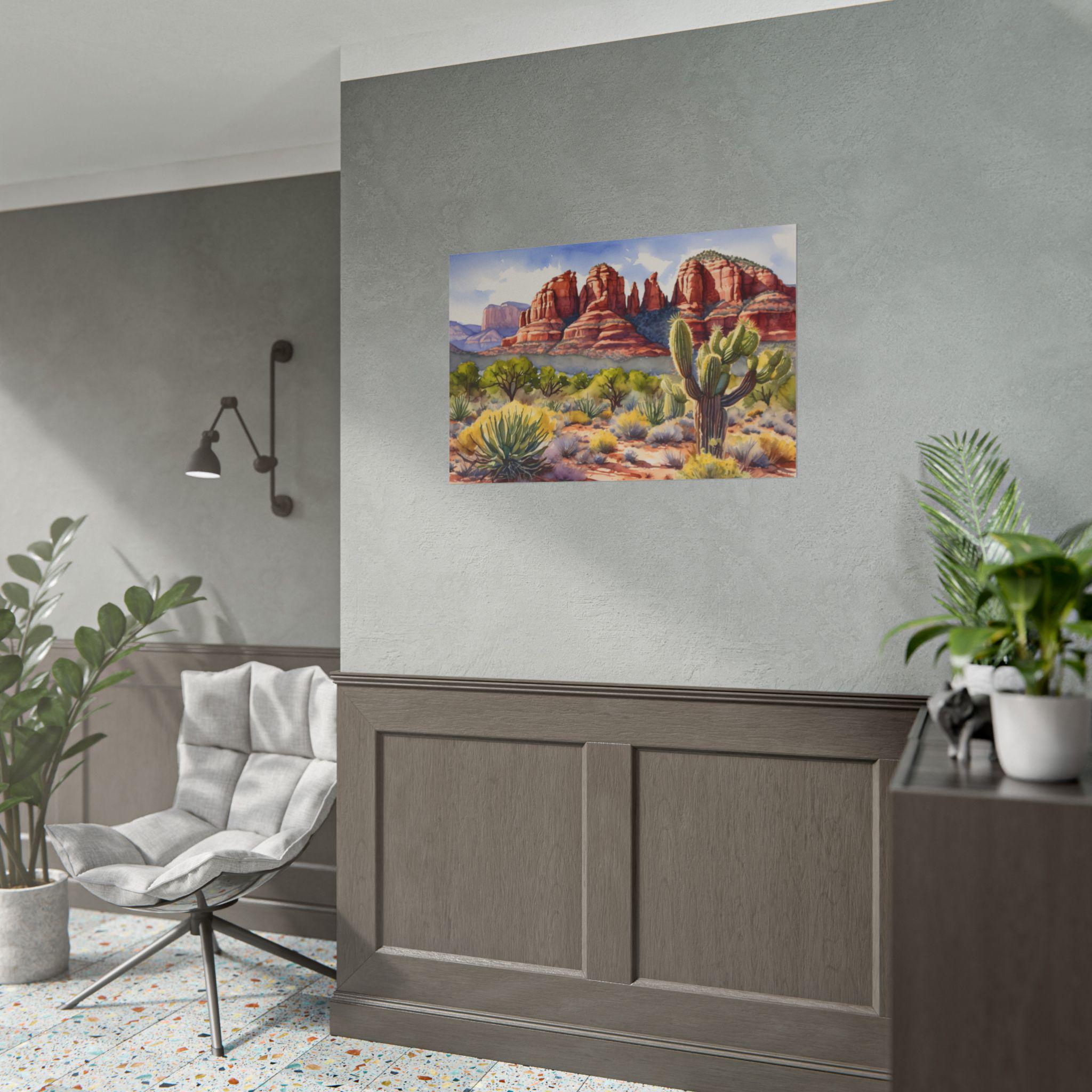 Sedona Watercolor Art Print – Arizona Desert Landscape Painting ...