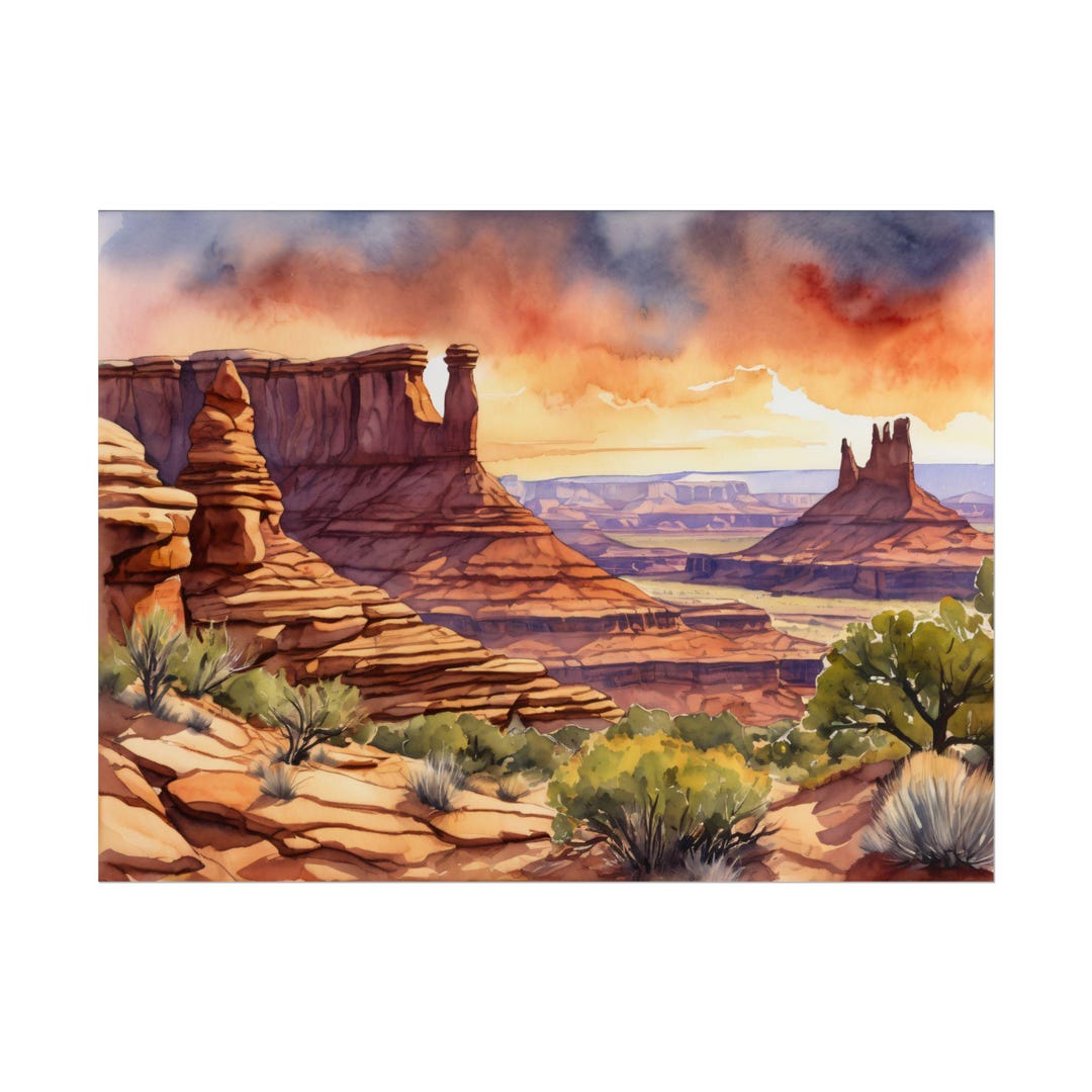 Canyonlands National Park Watercolor Painting – Utah Landscape Art ...