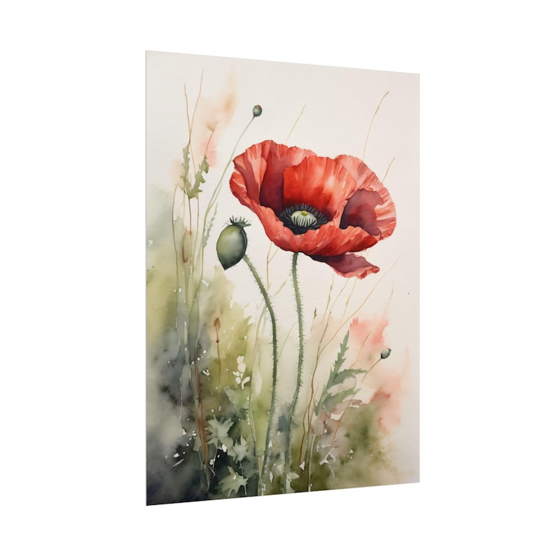 Red Poppy Watercolor Painting, Floral Art Print, Poppies Field Wall Art ...