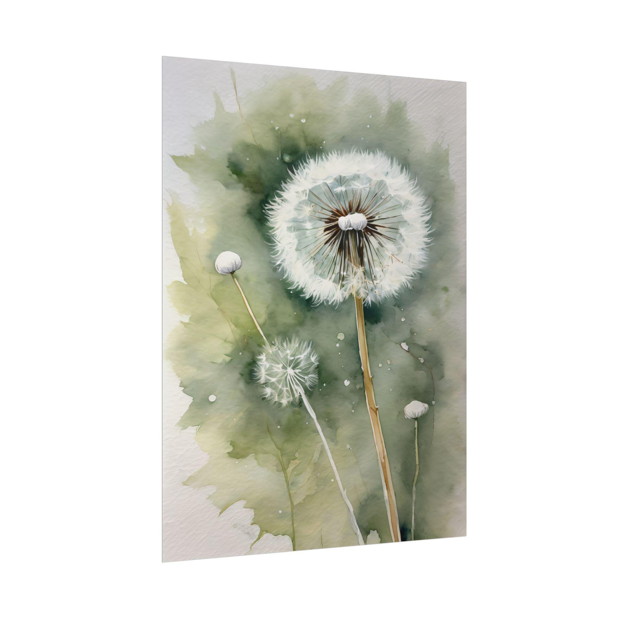 Dandelion Watercolor Painting, Wildflowers Floral Art Print, Botanical ...
