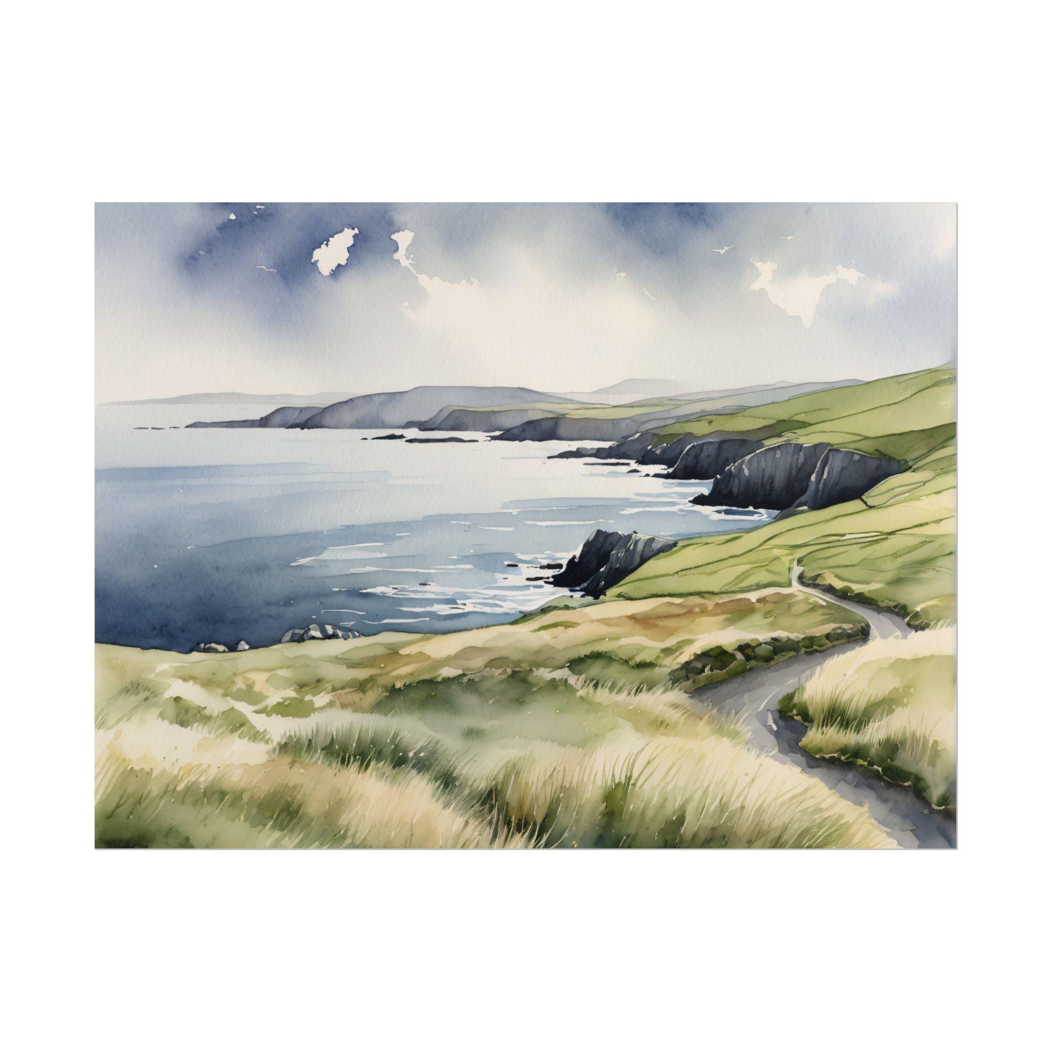 Dingle Peninsula Watercolor Painting, Ireland Landscape Print, Irish ...