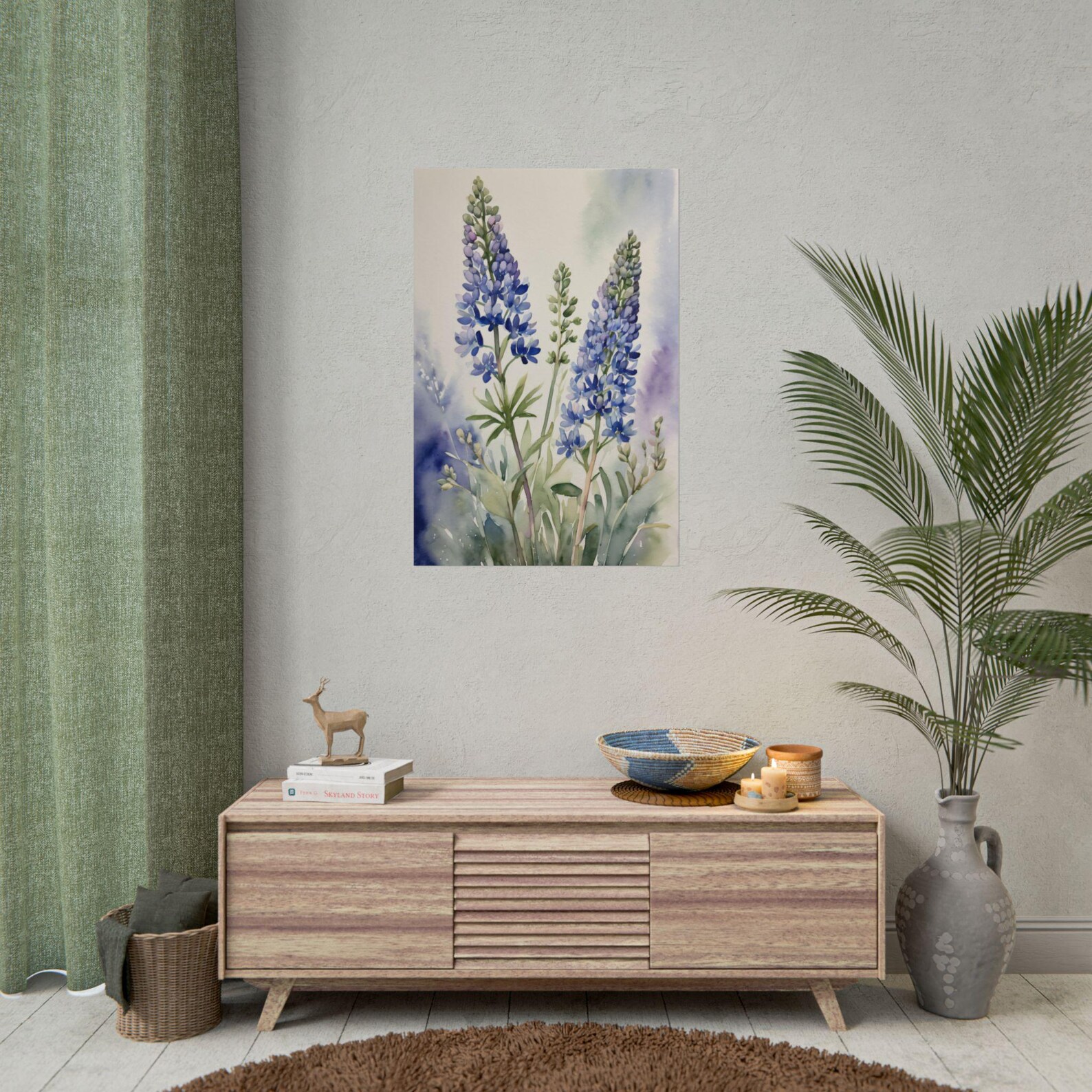 Bluebonnet Watercolor Painting, Texas Wildflowers Art Print, Bluebonnet ...
