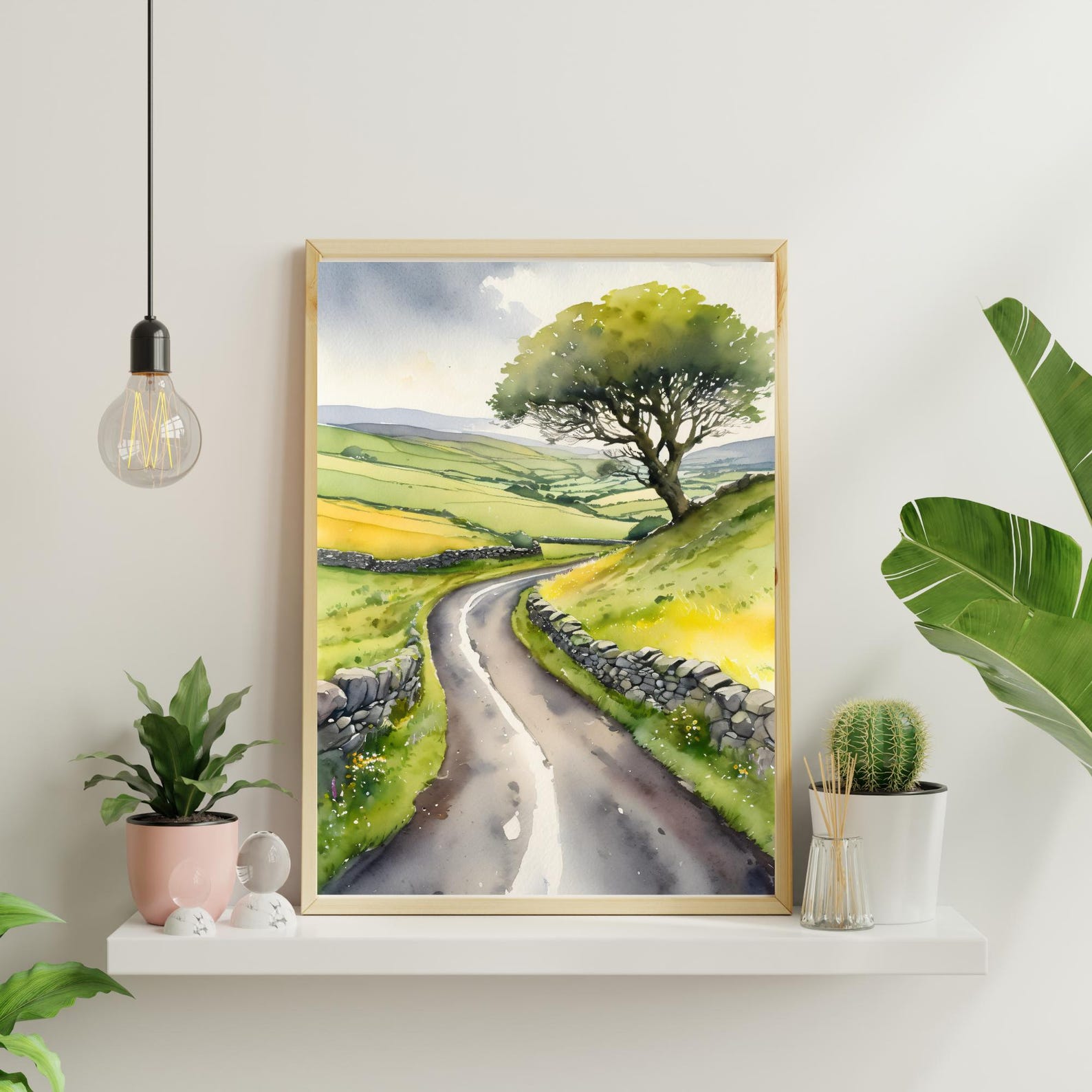 Irish Road Watercolor Art, Irish Countryside & Winding Road Painting ...