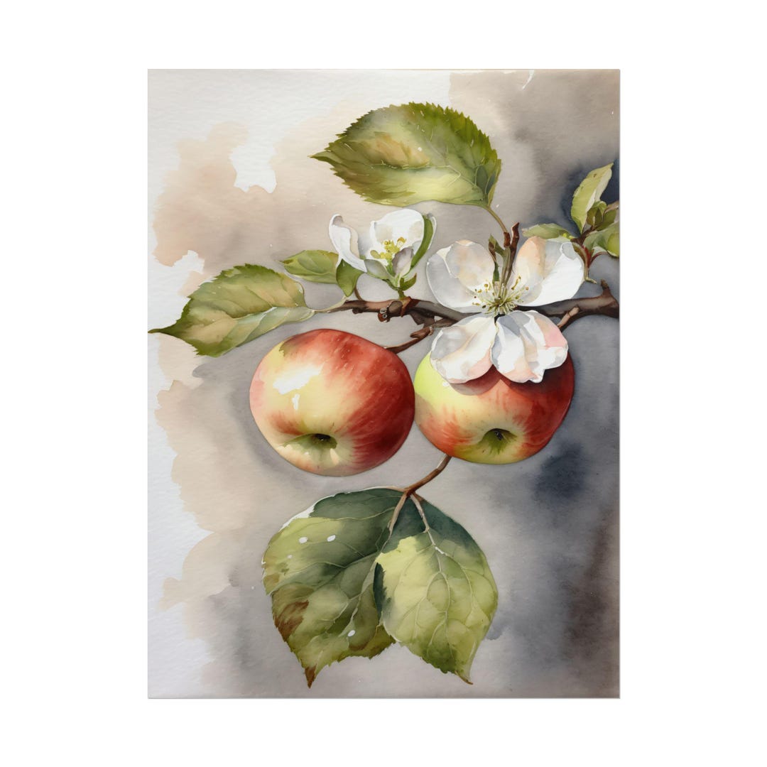 Apple Tree Painting, Red Apples Art Print, Kitchen Wall Decor ...