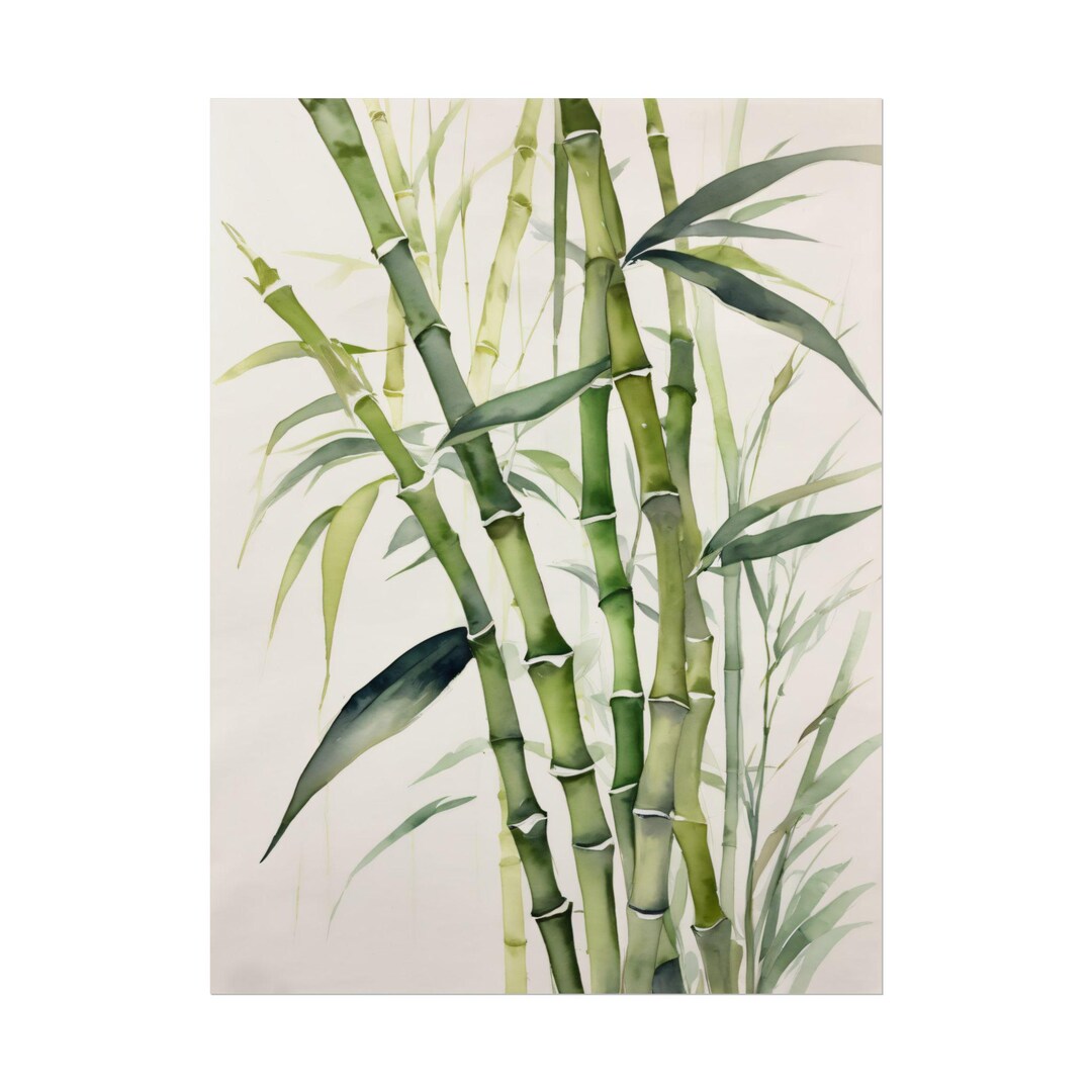 Bamboo Watercolor Painting, Bamboo Tree Art Print, Minimalist Wall Art ...