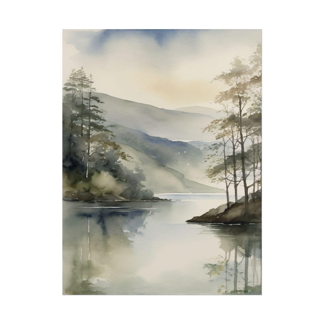 Lake Windermere Watercolor Painting, Lake District Landscape Art Print ...