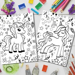 Kawaii Unicorn Coloring Pages | 20 Cute Kids Activity Sheets (PDF) - Etsy