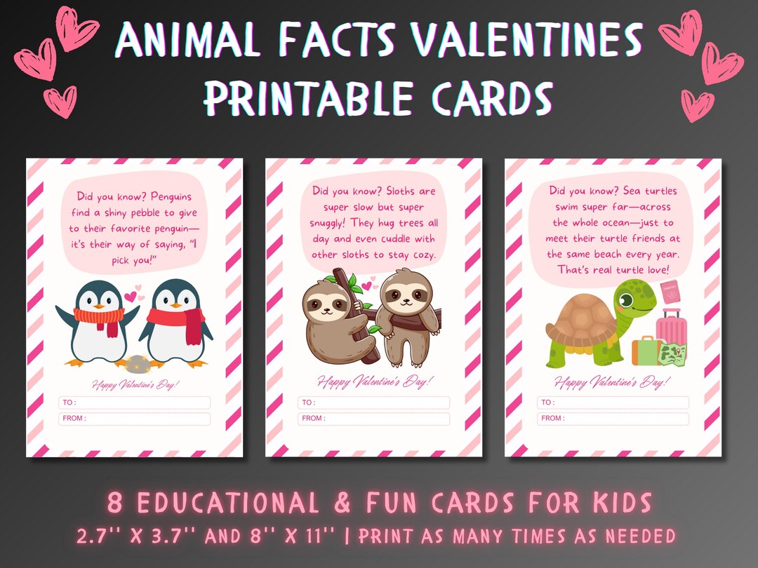 Printable Animal Facts Valentine’s Day Cards | Fun & Educational Kids ...