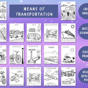 Means of Transport Coloring Pages | 20 Printable Vehicles | Kids ...