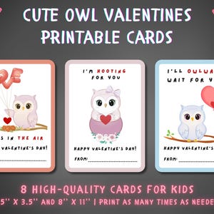 Owl Valentine Cards Printable | Cute Classroom Tags for Kids | DIY Gift ...