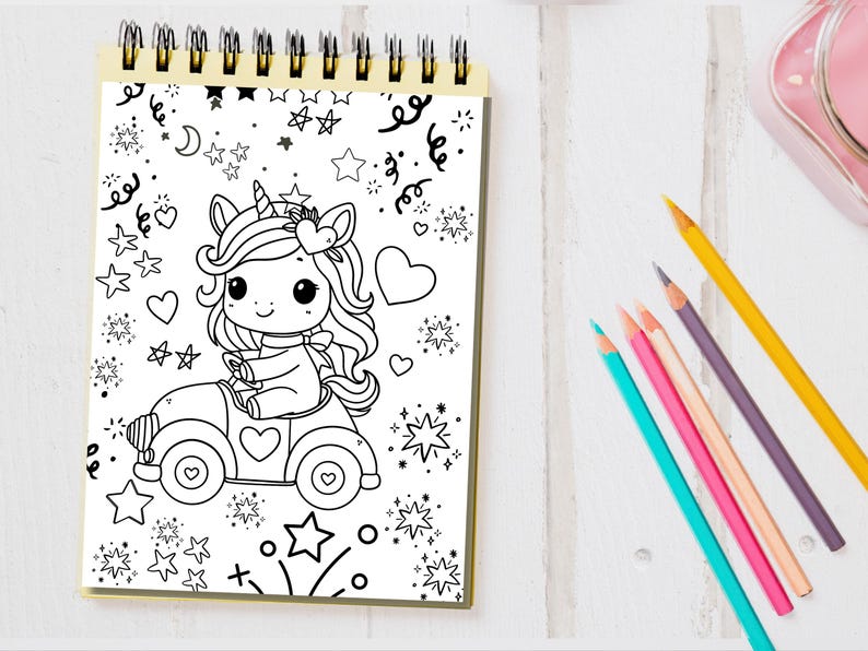 Kawaii Unicorn Coloring Pages | 20 Cute Kids Activity Sheets (PDF) - Etsy