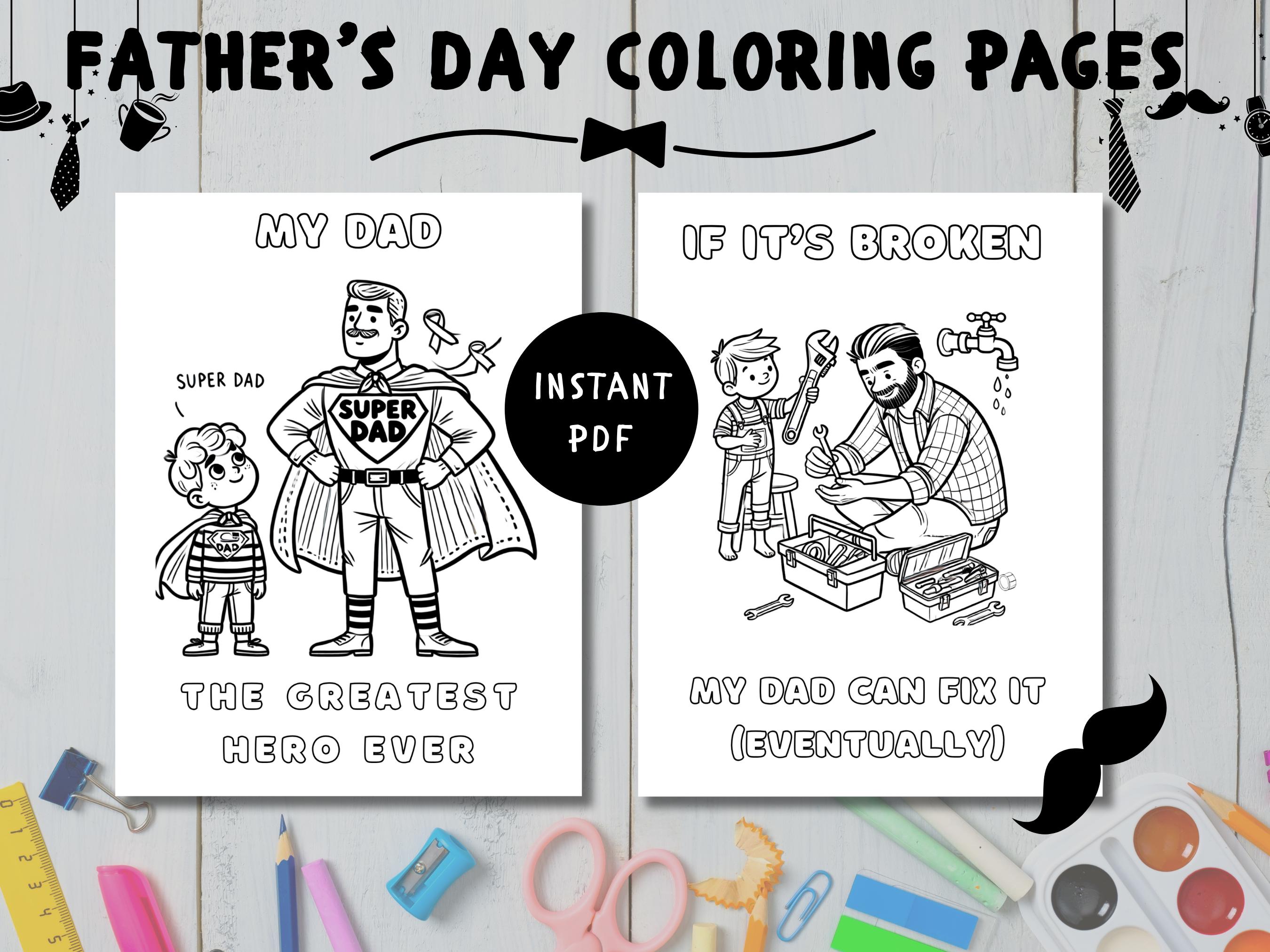 Father’s Day Coloring Pages - Fun Printable Dad Activity | 10-page ...