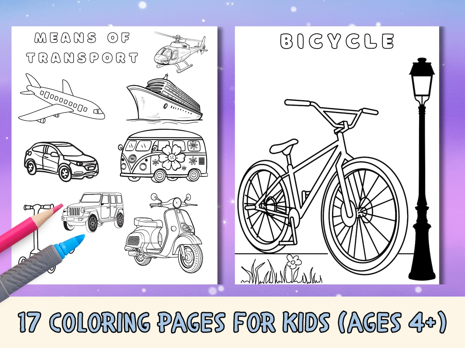 Means of Transport Coloring Pages | 20 Printable Vehicles | Kids ...