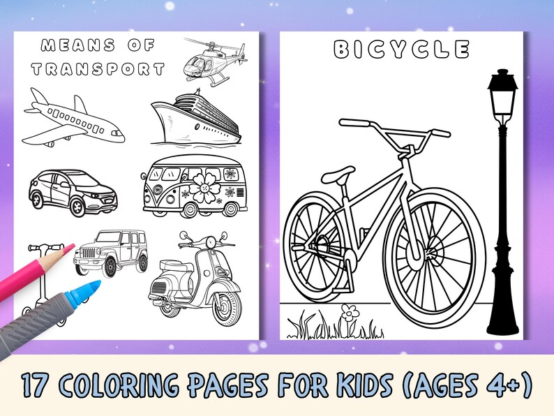 Means of Transport Coloring Pages | 20 Printable Vehicles | Kids ...