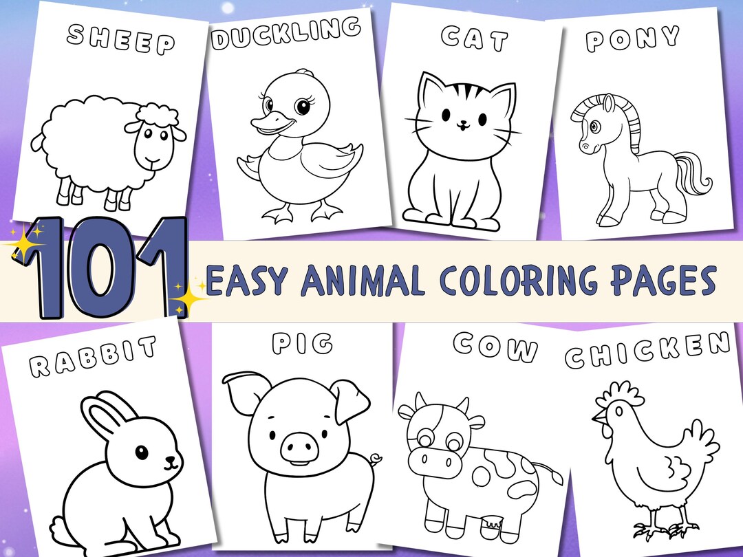 101 Easy Animal Coloring Pages for Kids | Toddler Preschool Printables ...