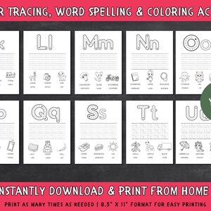 Alphabet Tracing and Coloring Pages for Kids – Letter Writing Practice ...