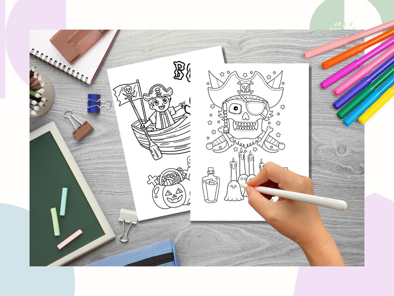 Halloween Pirate Coloring Pages for Kids – Printable Activity (PDF) - Etsy