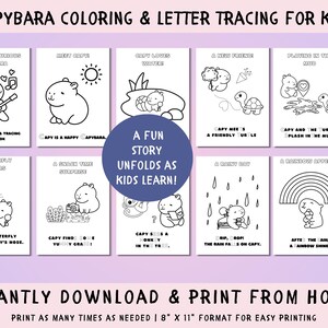Capybara Coloring and Letter Tracing Storybook for Kids – Fun 3-in-1 ...