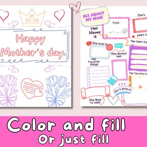 Printable Mother's Day Card & All About My Mom Page – Spring Activity ...