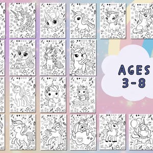 Kawaii Unicorn Coloring Pages | 20 Cute Kids Activity Sheets (PDF) - Etsy