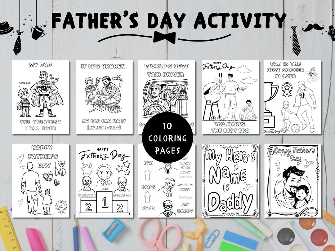 Father’s Day Coloring Pages - Fun Printable Dad Activity | 10-page ...