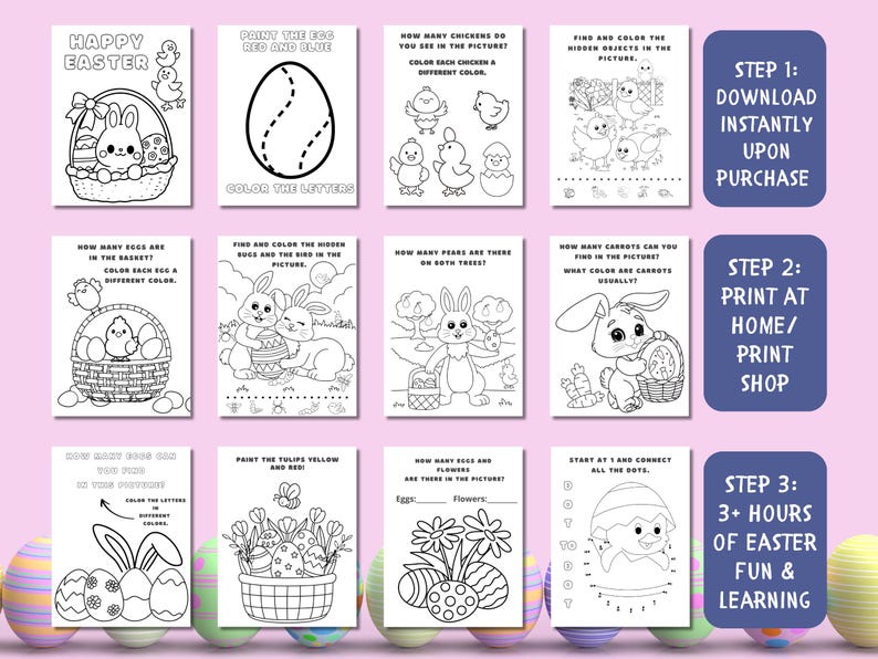 Easter Activity Pages for Kids – Printable Coloring, Tracing, Counting ...