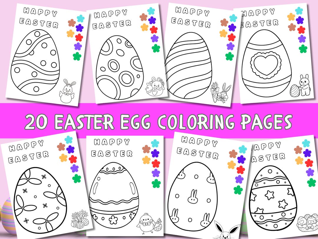 20 Easter Egg Coloring Pages: Kids Activity (PDF Download) - Etsy