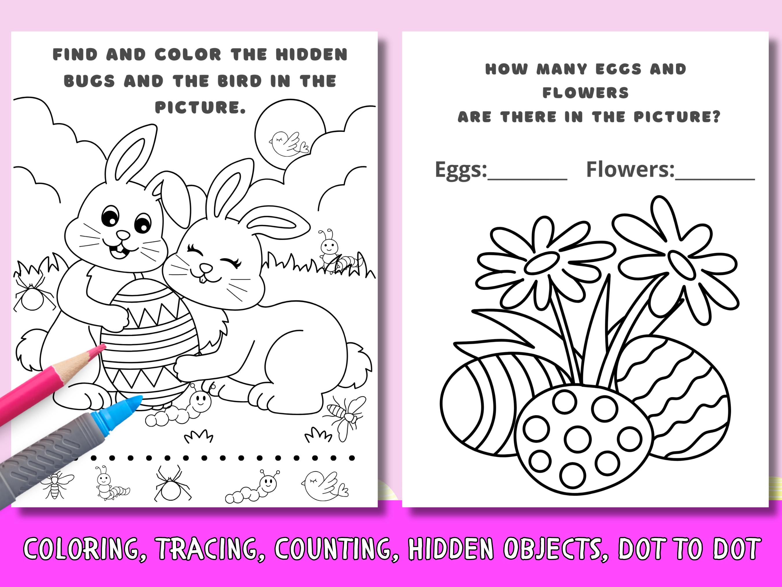 Easter Activity Pages for Kids – Printable Coloring, Tracing, Counting ...