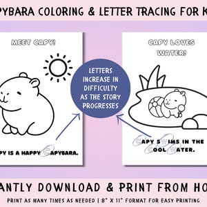 Capybara Coloring and Letter Tracing Storybook for Kids – Fun 3-in-1 ...