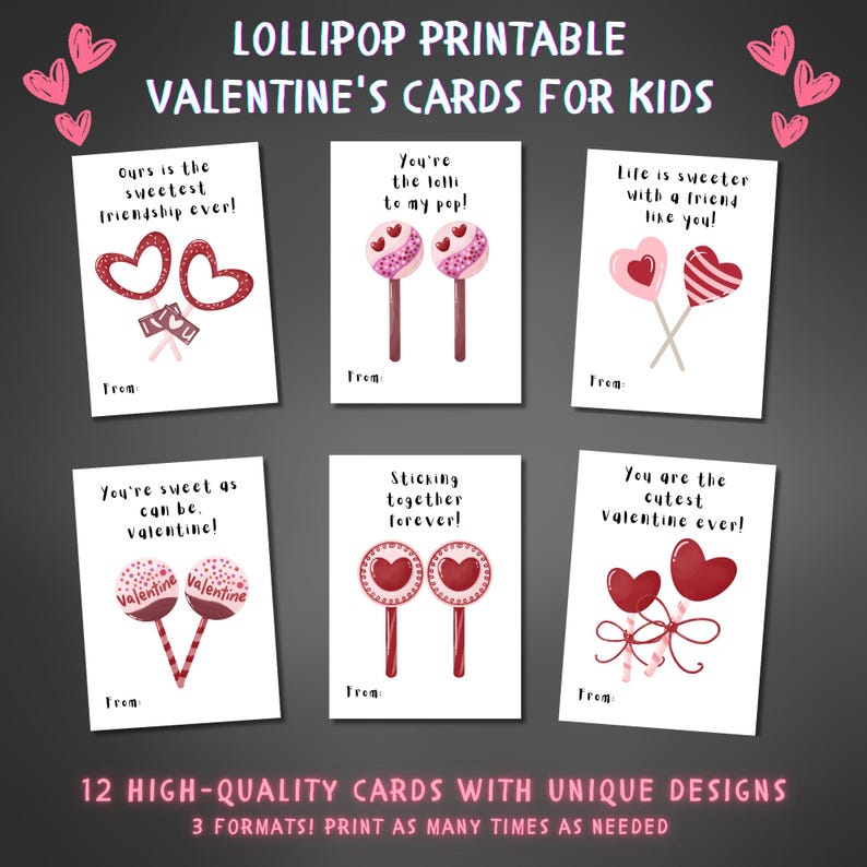 Lollipop Valentine’s Cards for Kids | Sweet and Fun Printable Cards ...