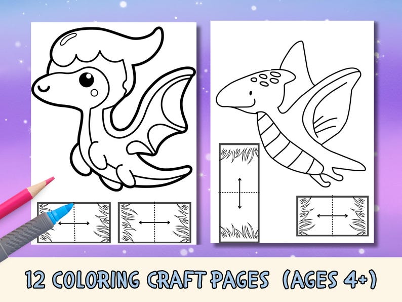 Dinosaur Coloring Pages – Kids' Fine Motor Skills Activity (PDF Pattern ...