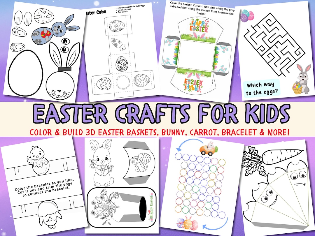 Easter Printable Crafts: 3D Bunny, Basket, Puzzles, Coloring Pages (PDF ...