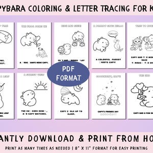 Capybara Coloring and Letter Tracing Storybook for Kids – Fun 3-in-1 ...
