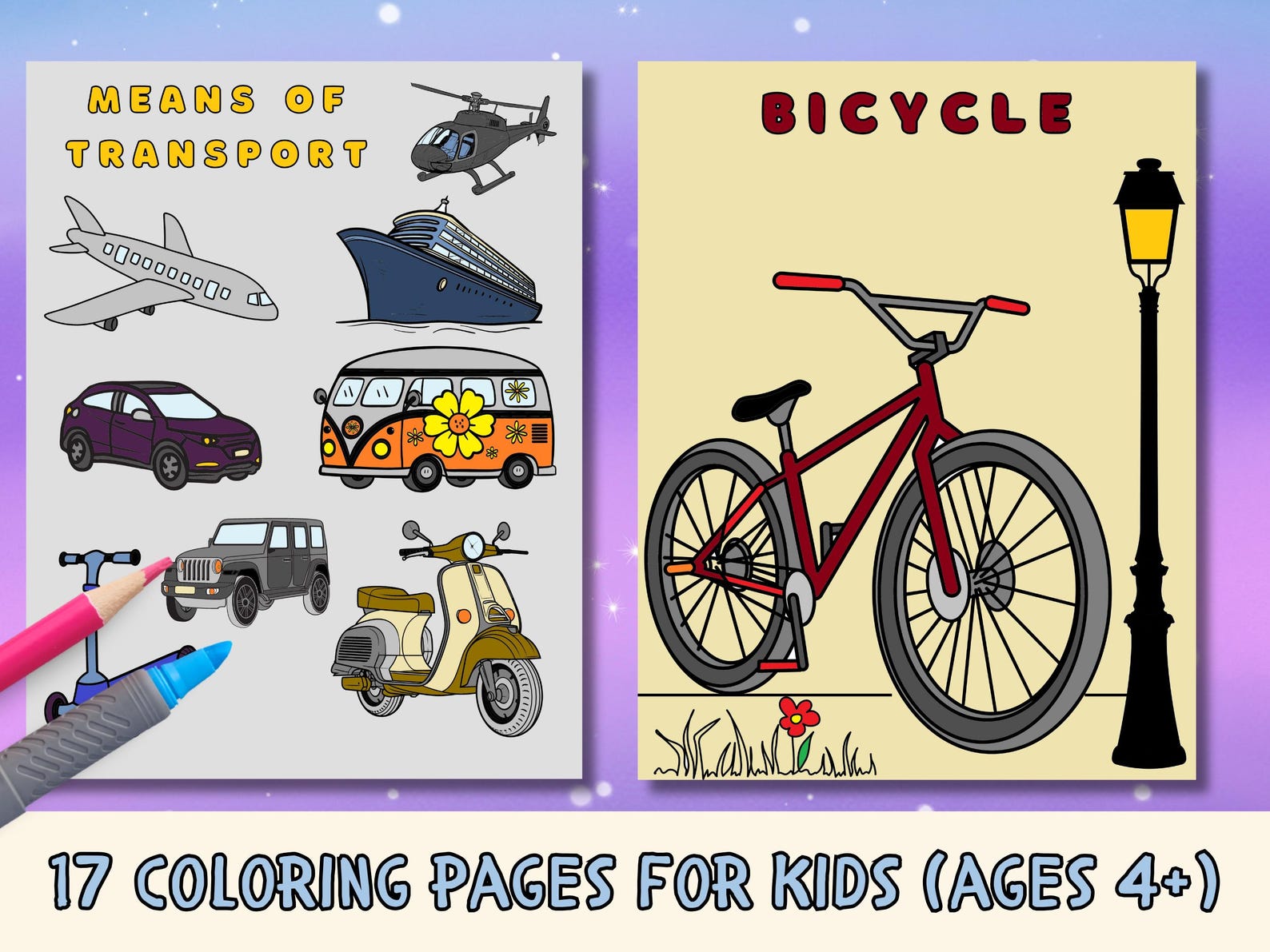 Means of Transport Coloring Pages | 20 Printable Vehicles | Kids ...