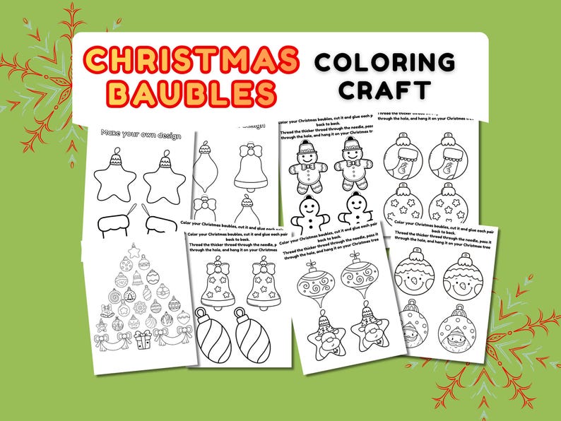 Printable Christmas Bauble Coloring Craft Kit | DIY Ornament (instant ...