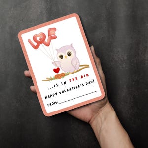 Owl Valentine Cards Printable | Cute Classroom Tags for Kids | DIY Gift ...
