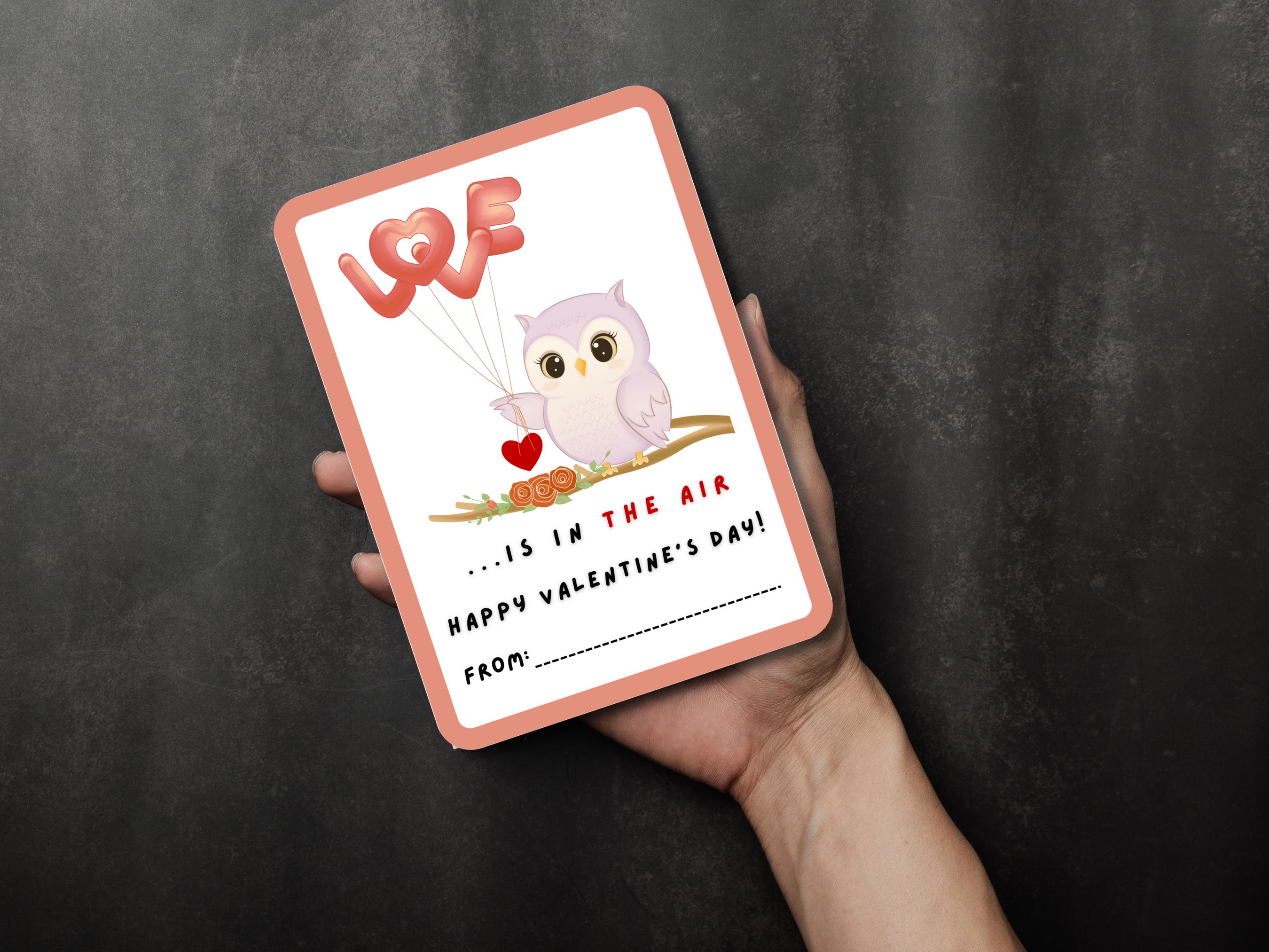 Owl Valentine Cards Printable | Cute Classroom Tags for Kids | DIY Gift ...